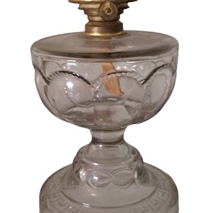 Antique EAPG Pattern Glass Oil Lamp Roman Greek Key Pattern on Base ...