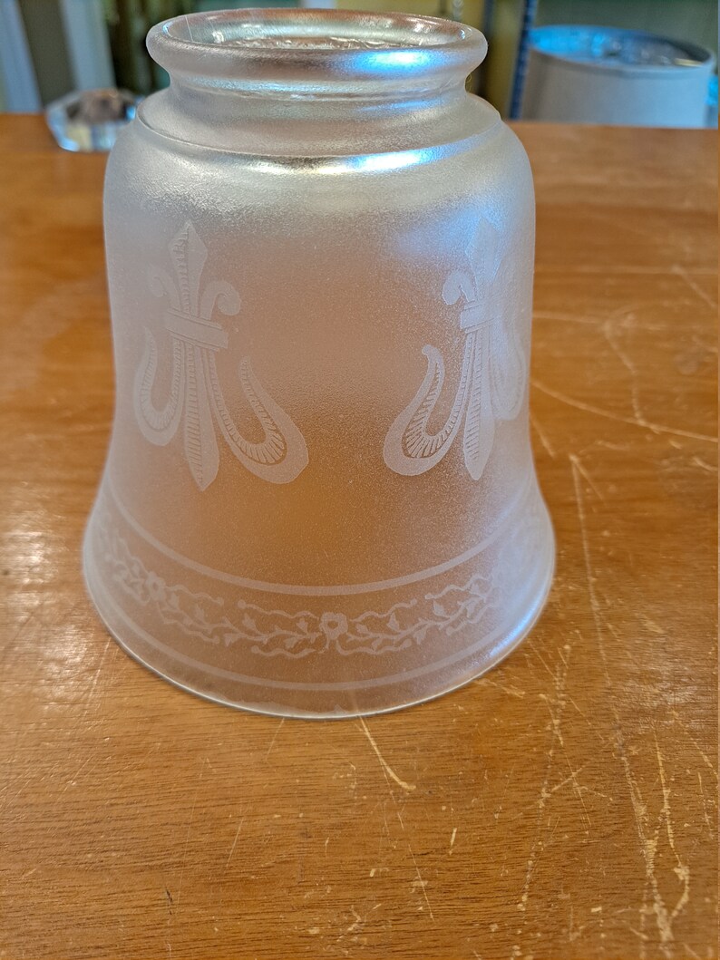 Vintage Retro Glass Bell Shaped Light Globe Bulb Cover With Fleur De ...