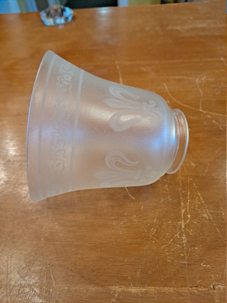 Vintage Retro Glass Bell Shaped Light Globe Bulb Cover With Fleur De ...