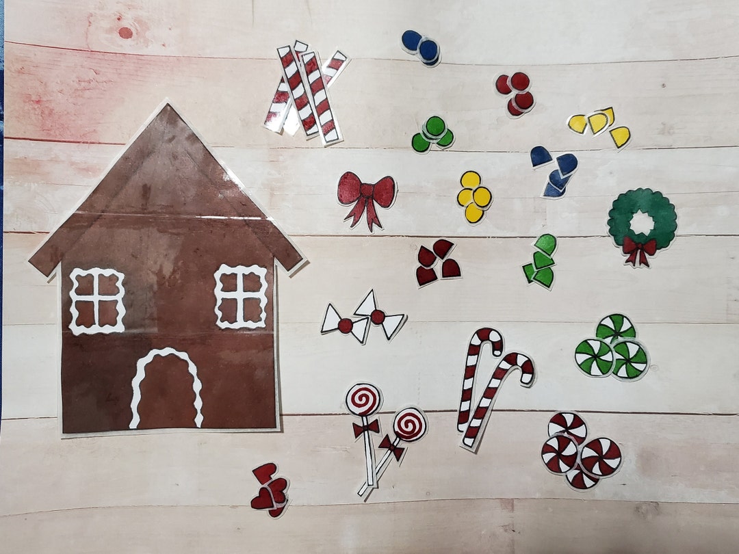 Decorate a Gingerbread House Sticker Kit - Etsy