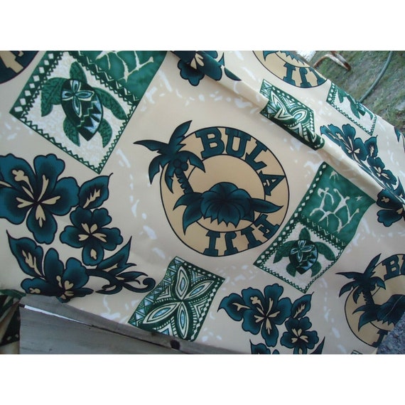 Vtg Hawaiian Green Tan Geometric Multi Color Fiji Lag… - Gem