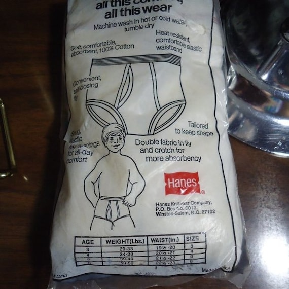 NOS Vtg Hanes Briefs 1979 Boys Sz 6 Red Black Stripe … - Gem