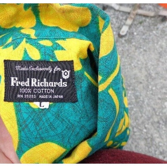 L Vtg Fred Richards 1950s 60s Green Yellow Extra Loop… - Gem