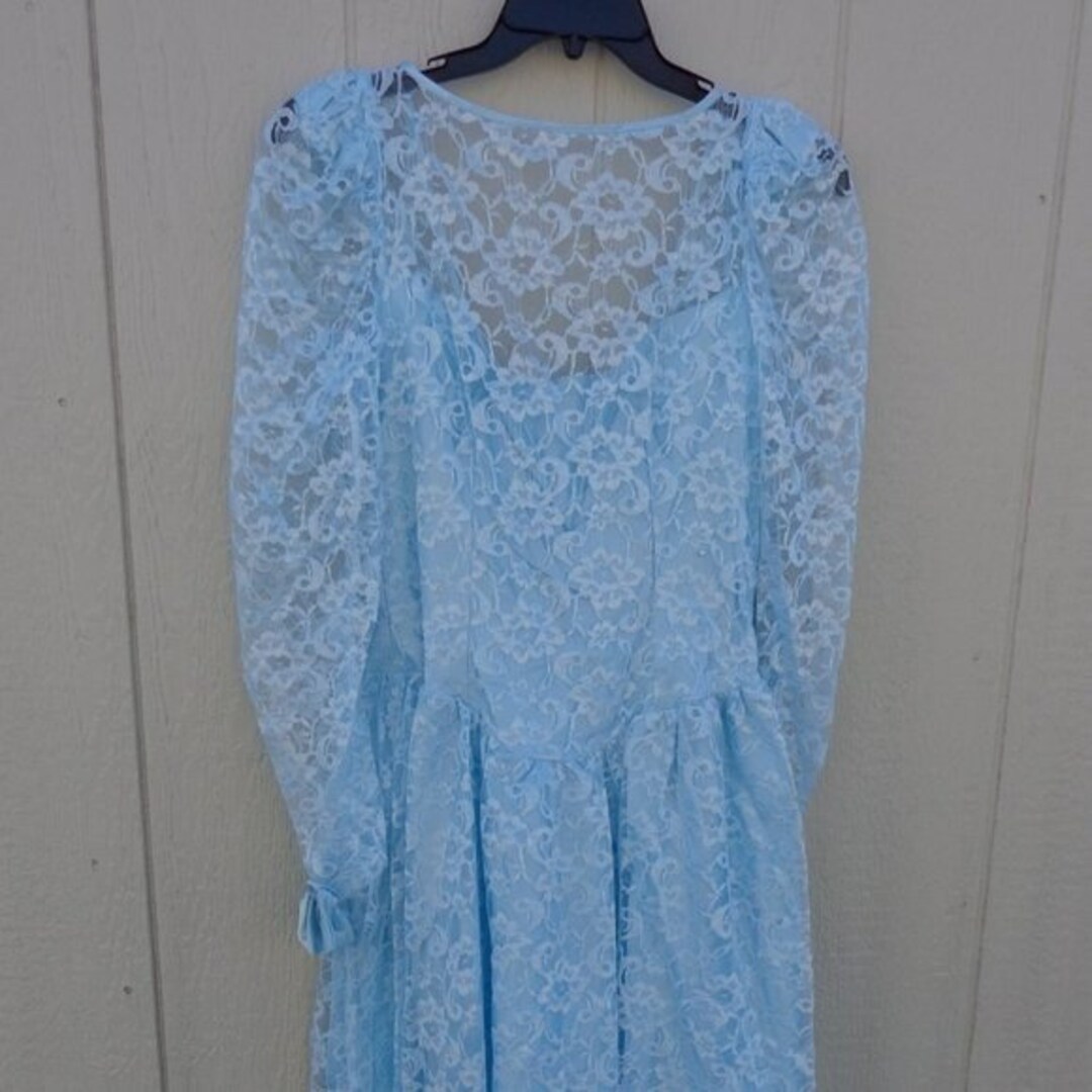 NOS Vintage Angelo Aqua Blue Formal Prom Lace Vtg 13/14 Dress USA Made ...
