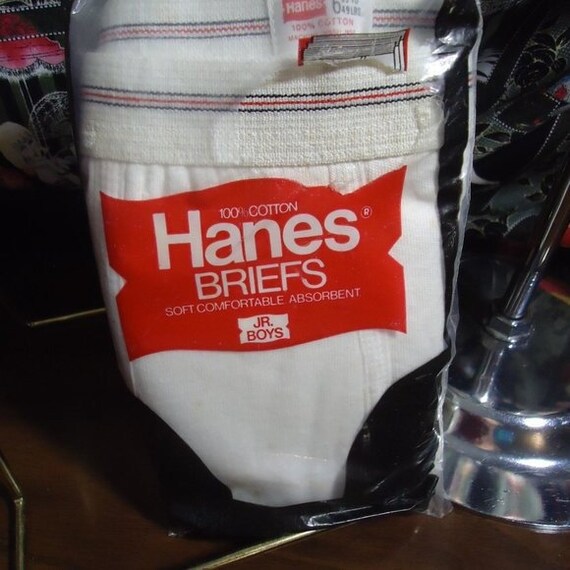 NOS Vtg Hanes Briefs 1979 Boys Sz 6 Red Black Stripe … - Gem