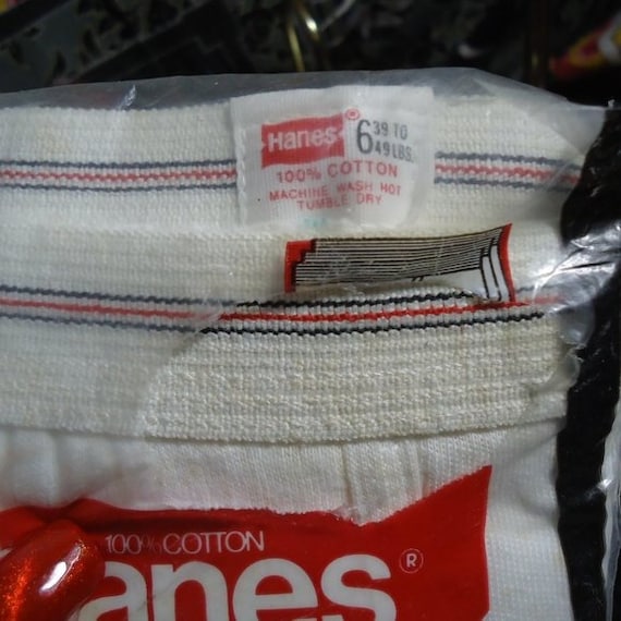 NOS Vtg Hanes Briefs 1979 Boys Sz 6 Red Black Stripe … - Gem