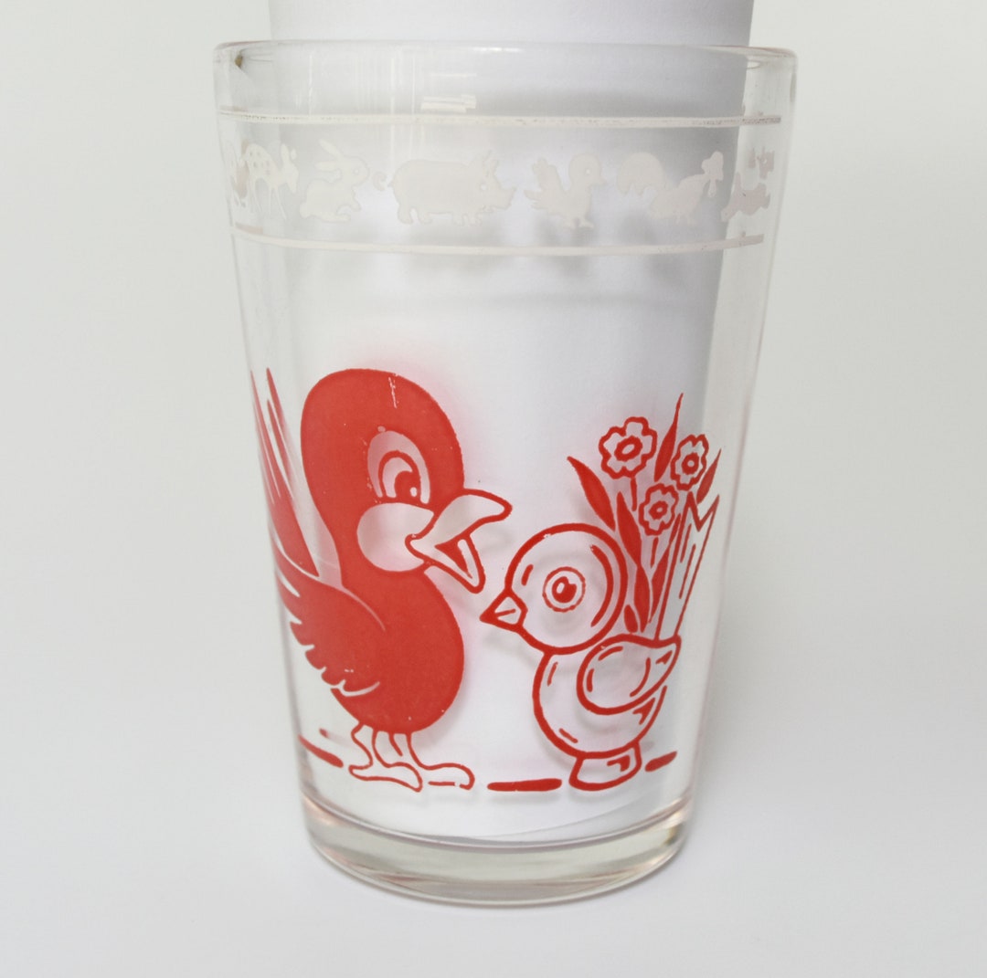 Vintage Swanky Swig Drinking Juice Glass Tiny Tumbler Red Birds ...