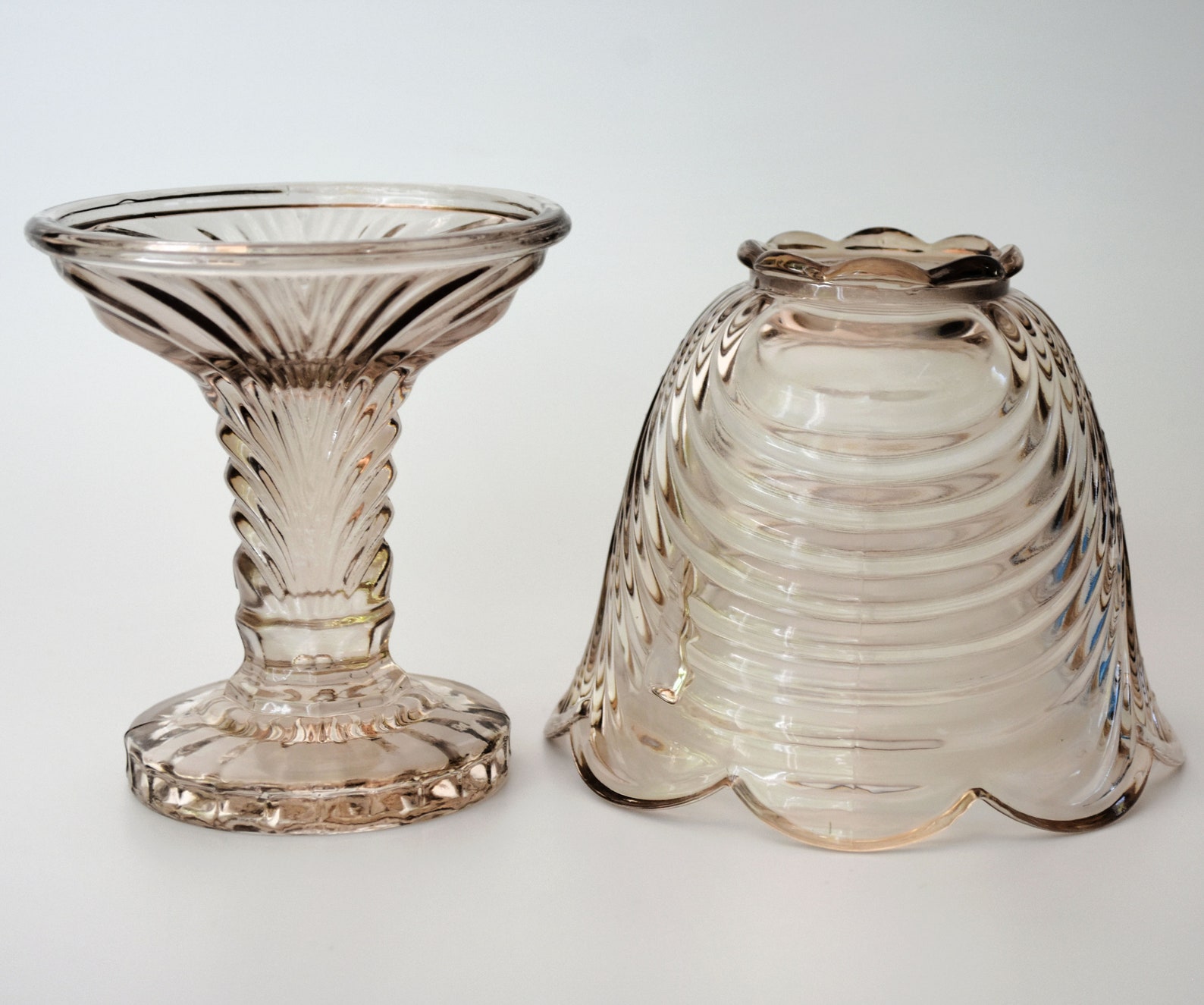 Vintage Glass Fairy Lamp Clear Light Pink Purple Hue 8in Tall Candle ...