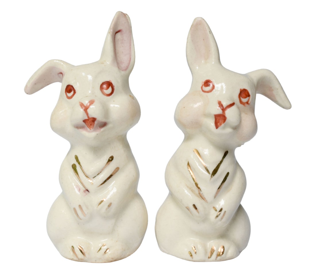 Vintage Ceramic Bunny Rabbit Salt Pepper Shakers Japan - Etsy