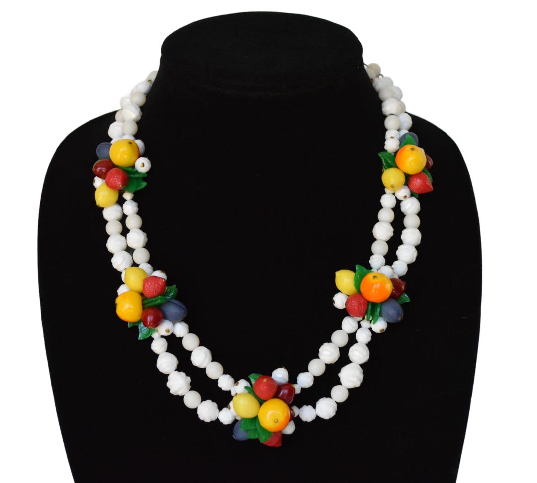 Vintage 1950s West Germany Necklace Fruit Salad Plastic Fruit Beads 50s Jewelry - Etsy
