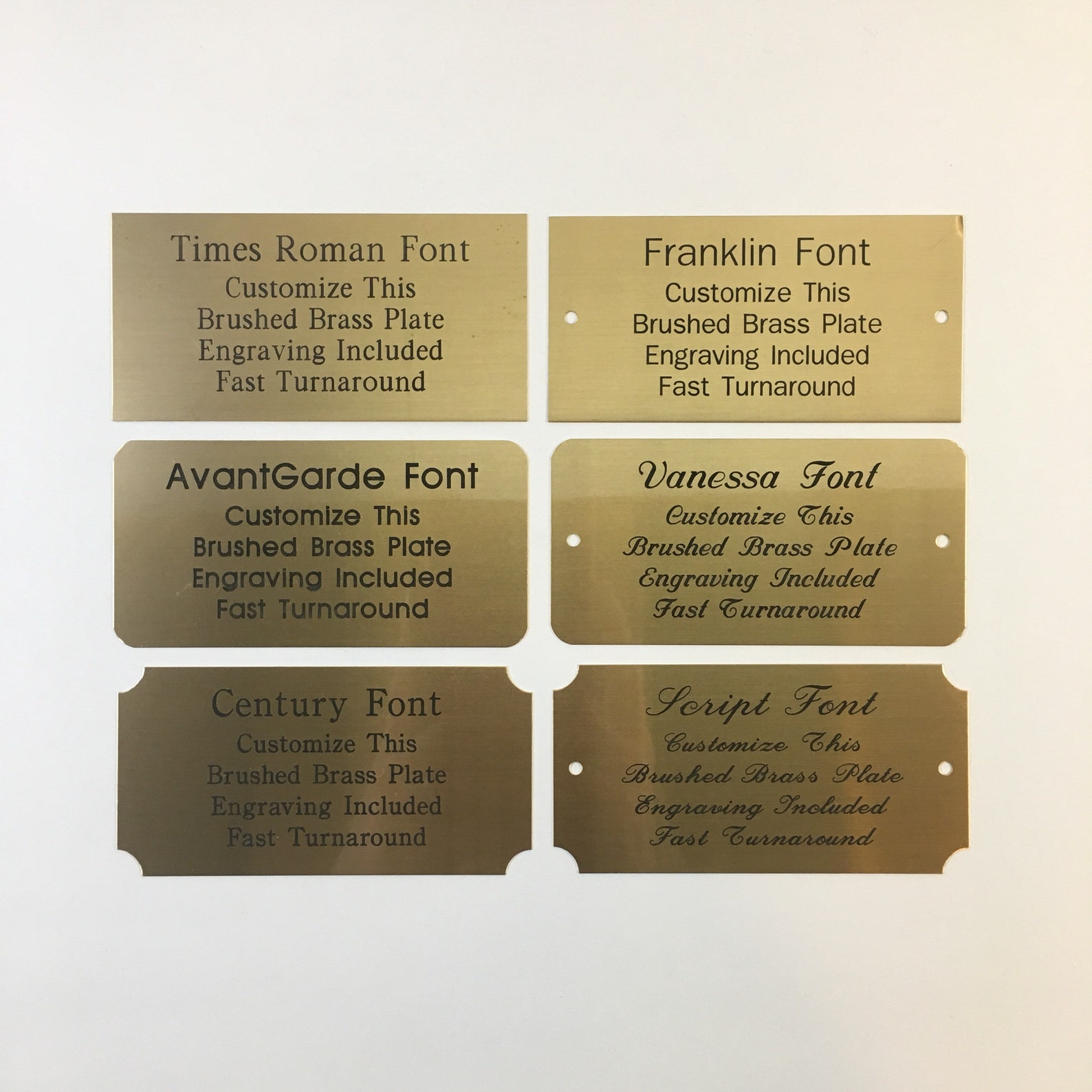 2x4 Engraved Brushed Brass Plate Black Etched Letters Custom ...