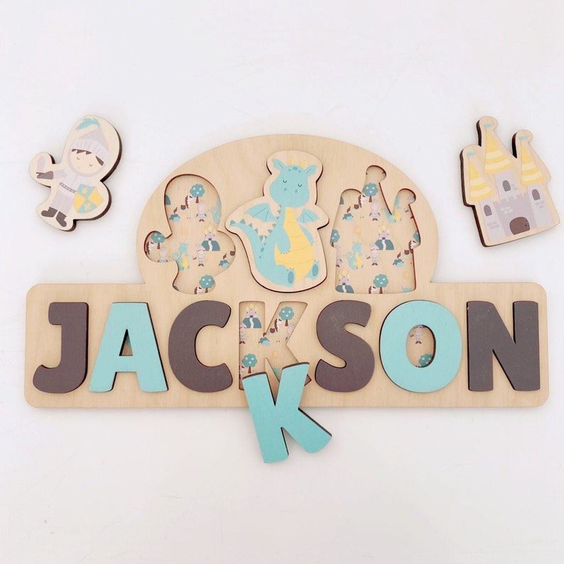 Wooden Name Puzzle, Jigsaw Puzzle, Personalised Wooden Toys,baby Boys ...