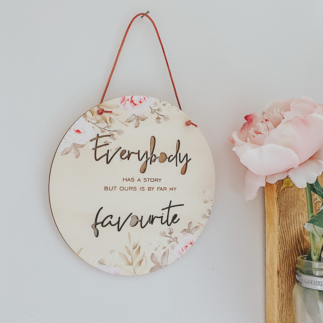 Wooden Wall Plaque, Custom Quote Sign, Floral Words, Personalised Wall ...
