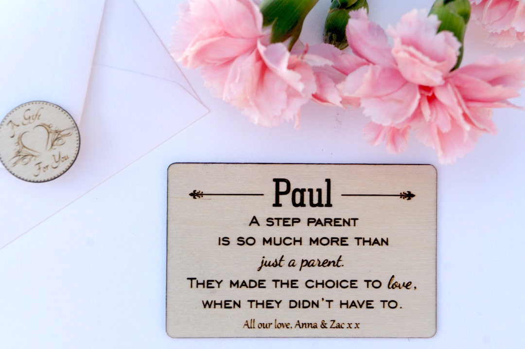 Personalised Wooden Keepsake Wallet Card Step Parent Step Dad Step Mum ...
