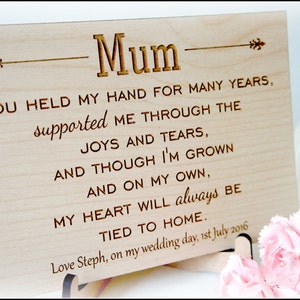 Personalised Mum Wedding Sign, Mum Wedding Gift, Mother of the Bride ...