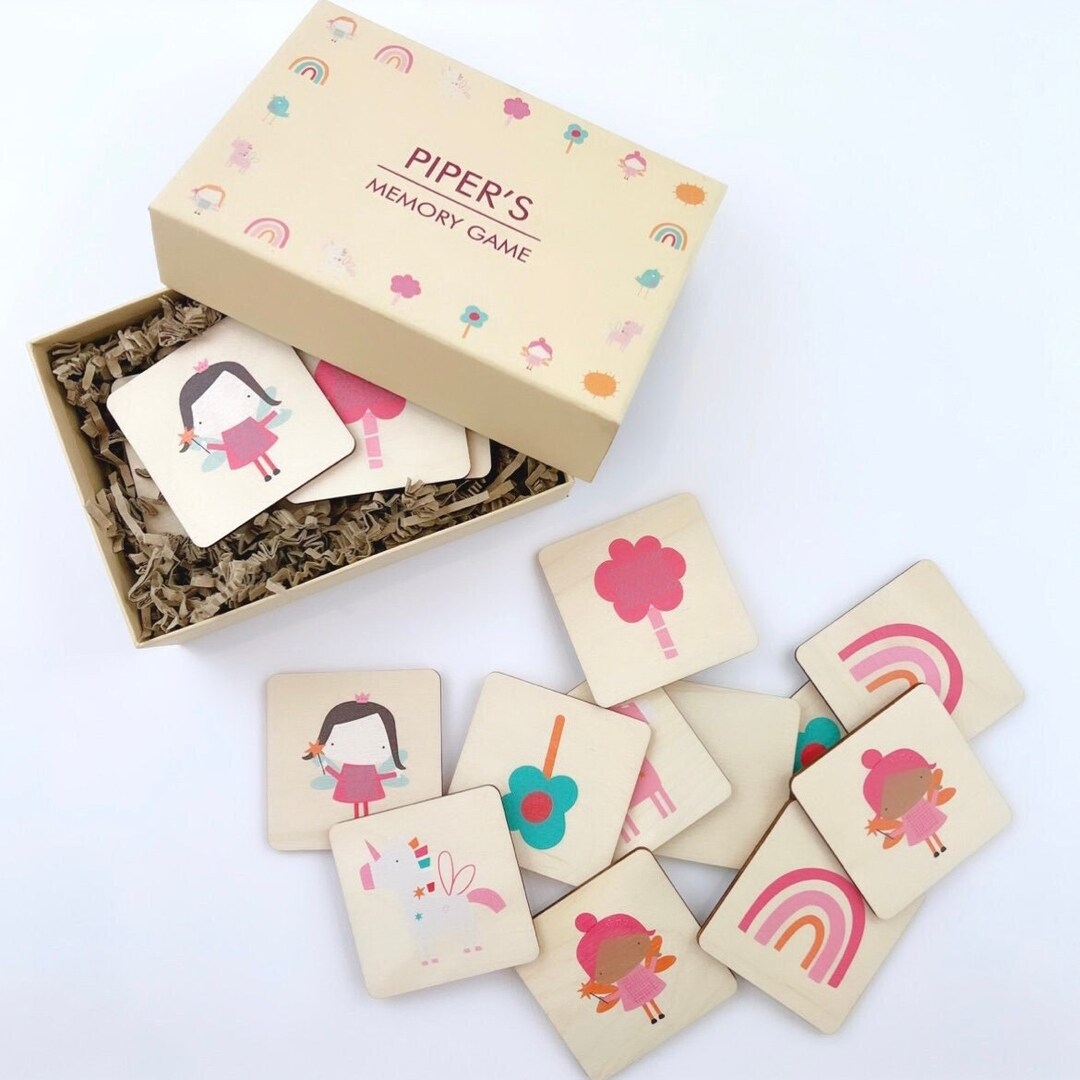 Personalised Wooden Memory Game: Unicorn Matching Cards, Educational ...