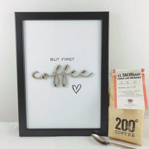 A4 but First Coffee Print, Typography Print, Home Print, Wooden Print ...