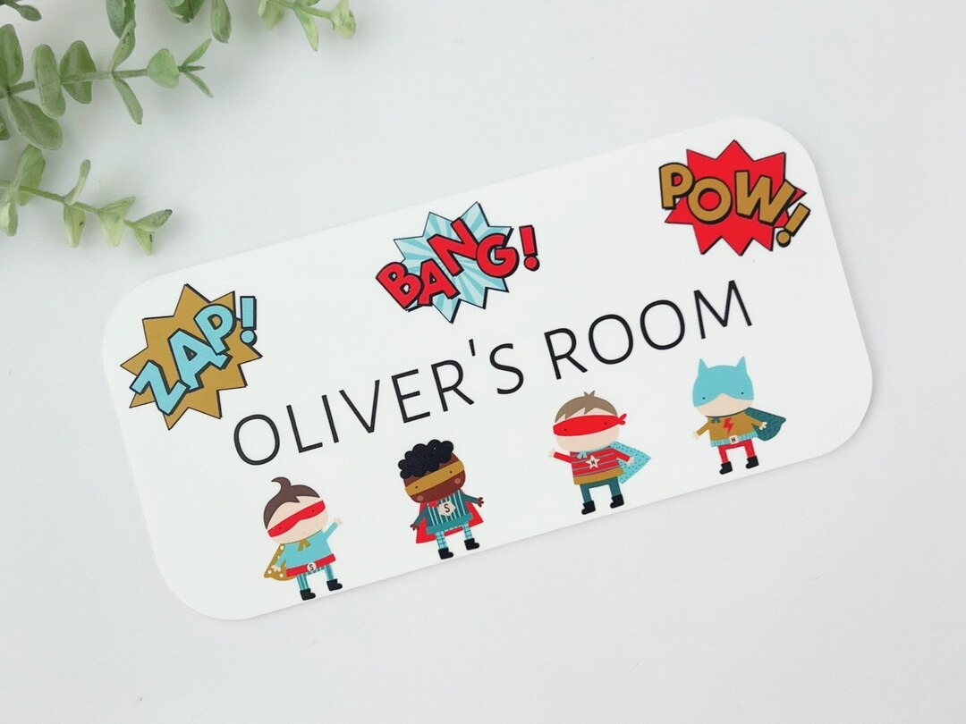 Personalised Superheroes Door Sign, Name Bedroom Sign, Baby Nursery ...
