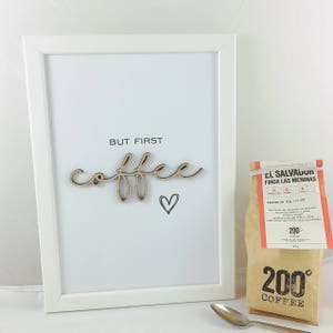 A4 but First Coffee Print, Typography Print, Home Print, Wooden Print ...