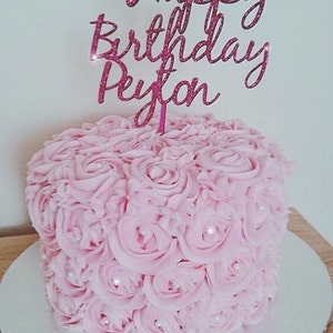 Personalised Happy Birthday Cake Topper: Glitter Wood Party Decor - Etsy