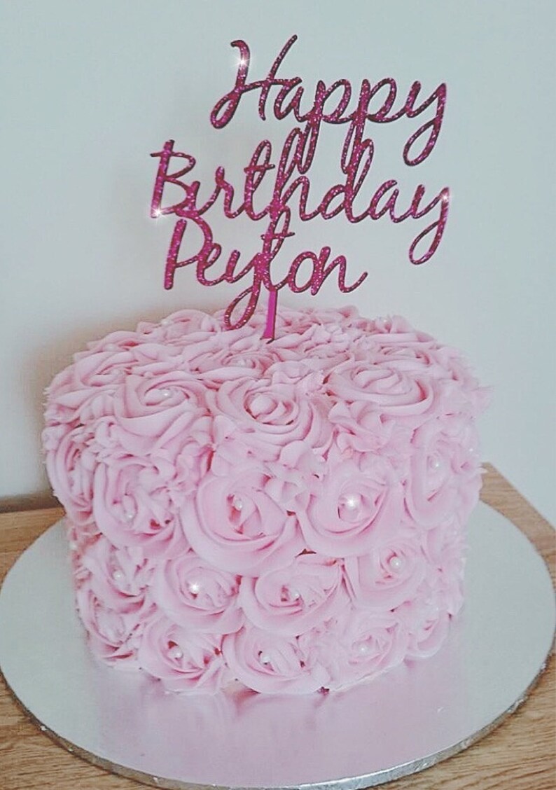 Personalised Happy Birthday Cake Topper: Glitter Wood Party Decor - Etsy