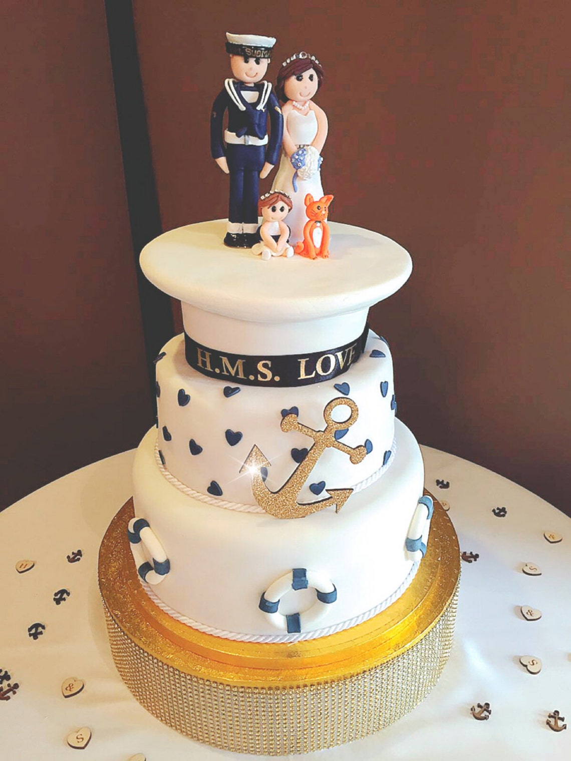 Anchor Cake Topper, Wooden Cake Topper, Glitter Cake Topper, Rustic ...
