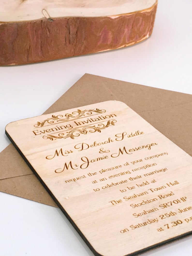 Wooden Wedding Invitations Rustic Wedding Invitations Laser - Etsy