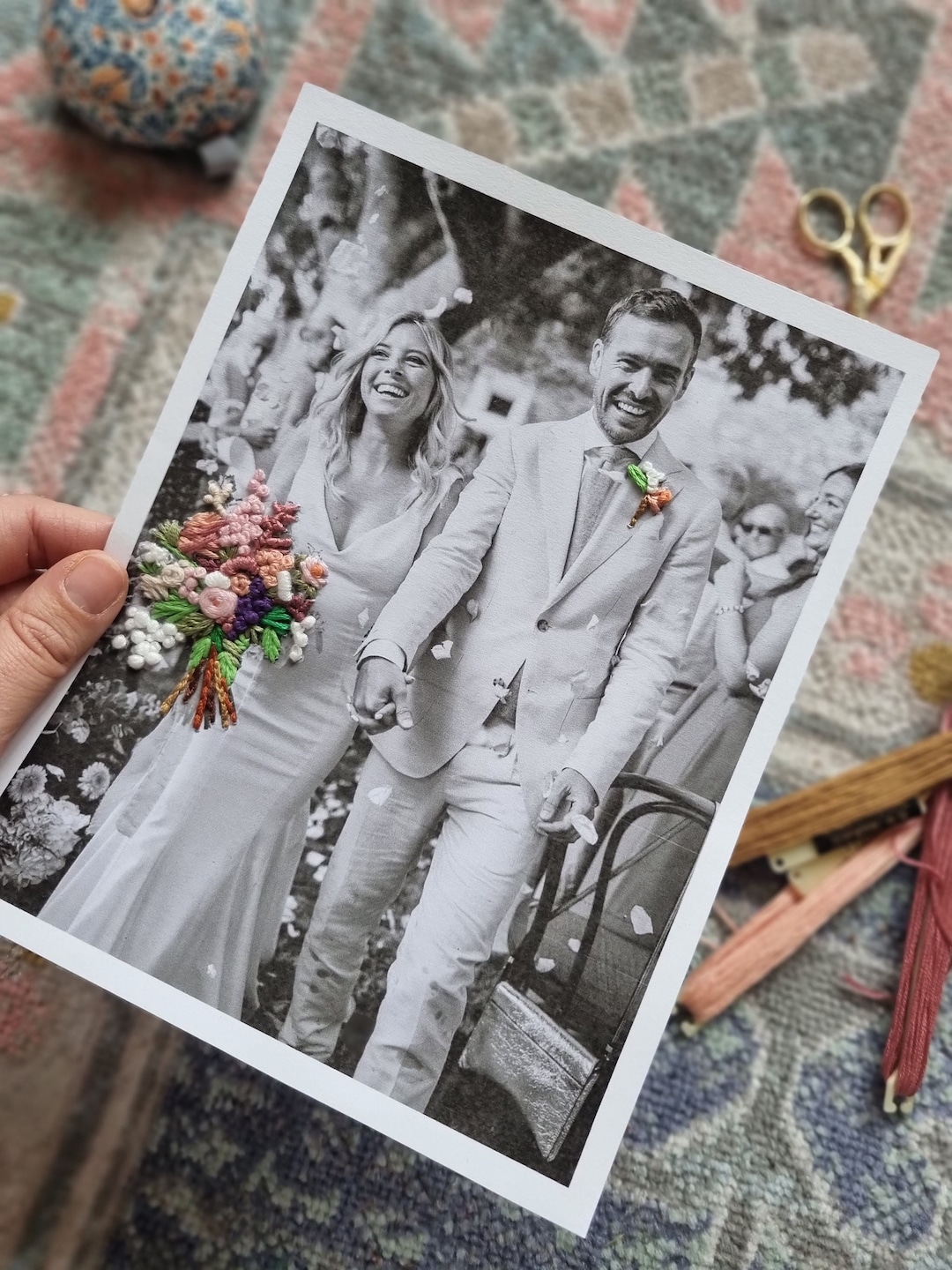 Custom Made Embroidery Wedding Photo on Eco-friendly Paper Personalised ...