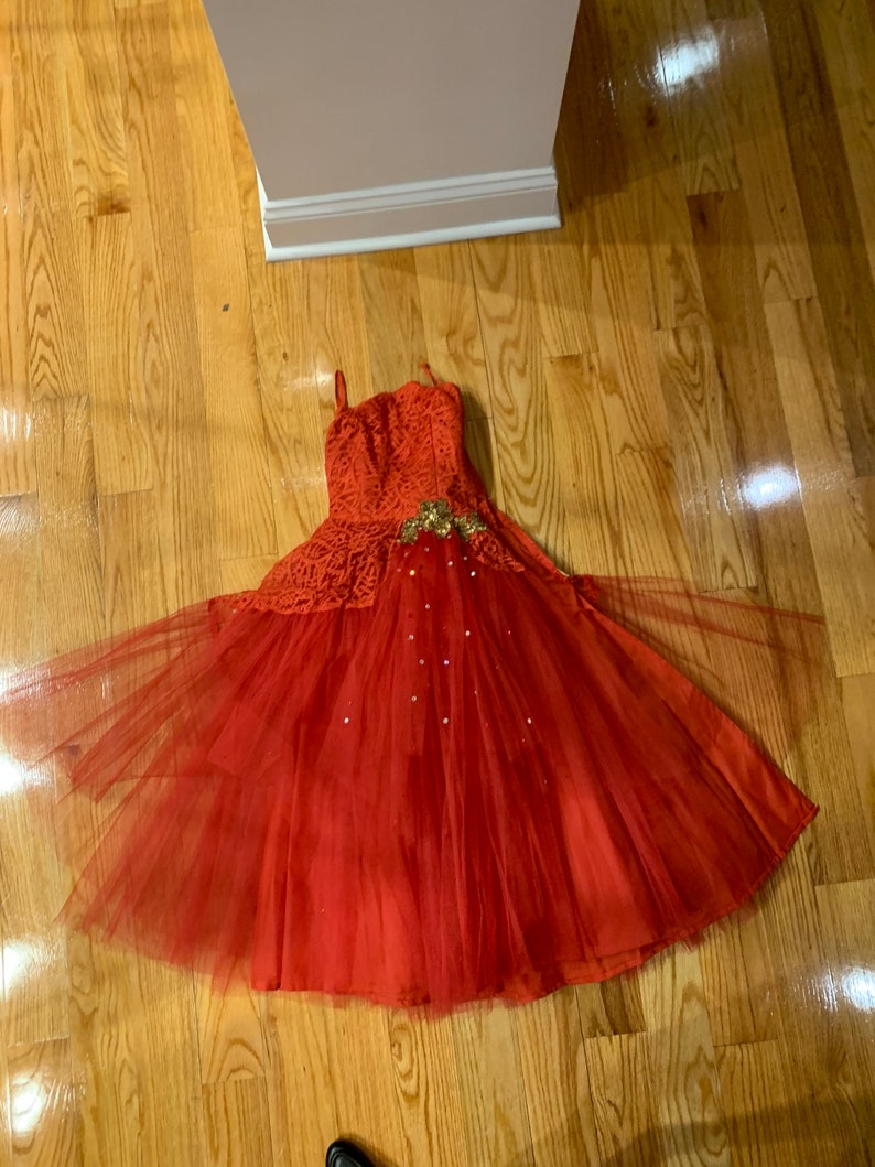 1950's Red Burlesque Dress Rip Away Gown Rhinestones - Etsy