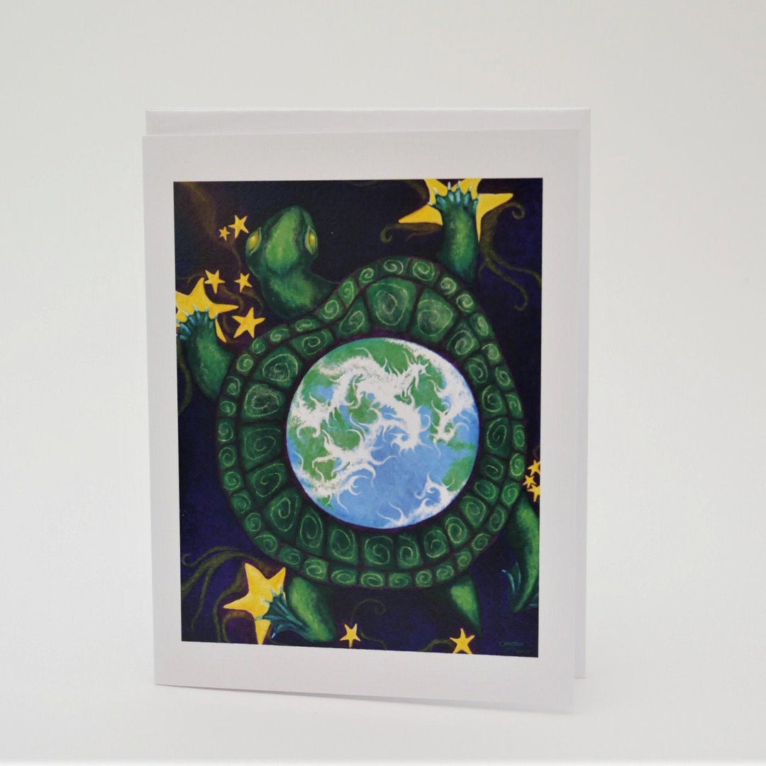 Earth Turtle Art Card, Earth Mother Gaia Art Card, Turtle Wall Decor ...
