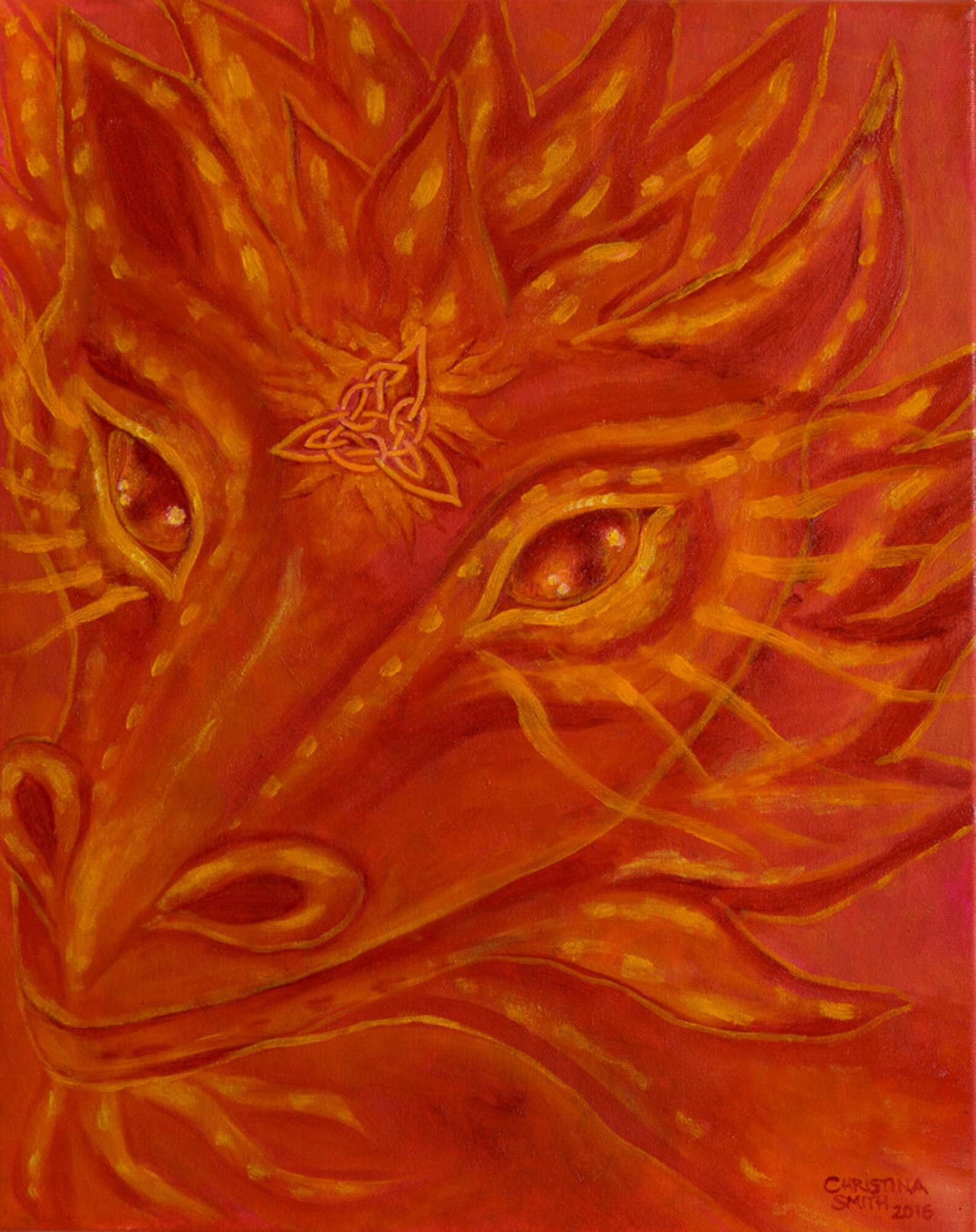 Fire Dragon Art Print Celtic Knot Fantasy Art Elemental - Etsy