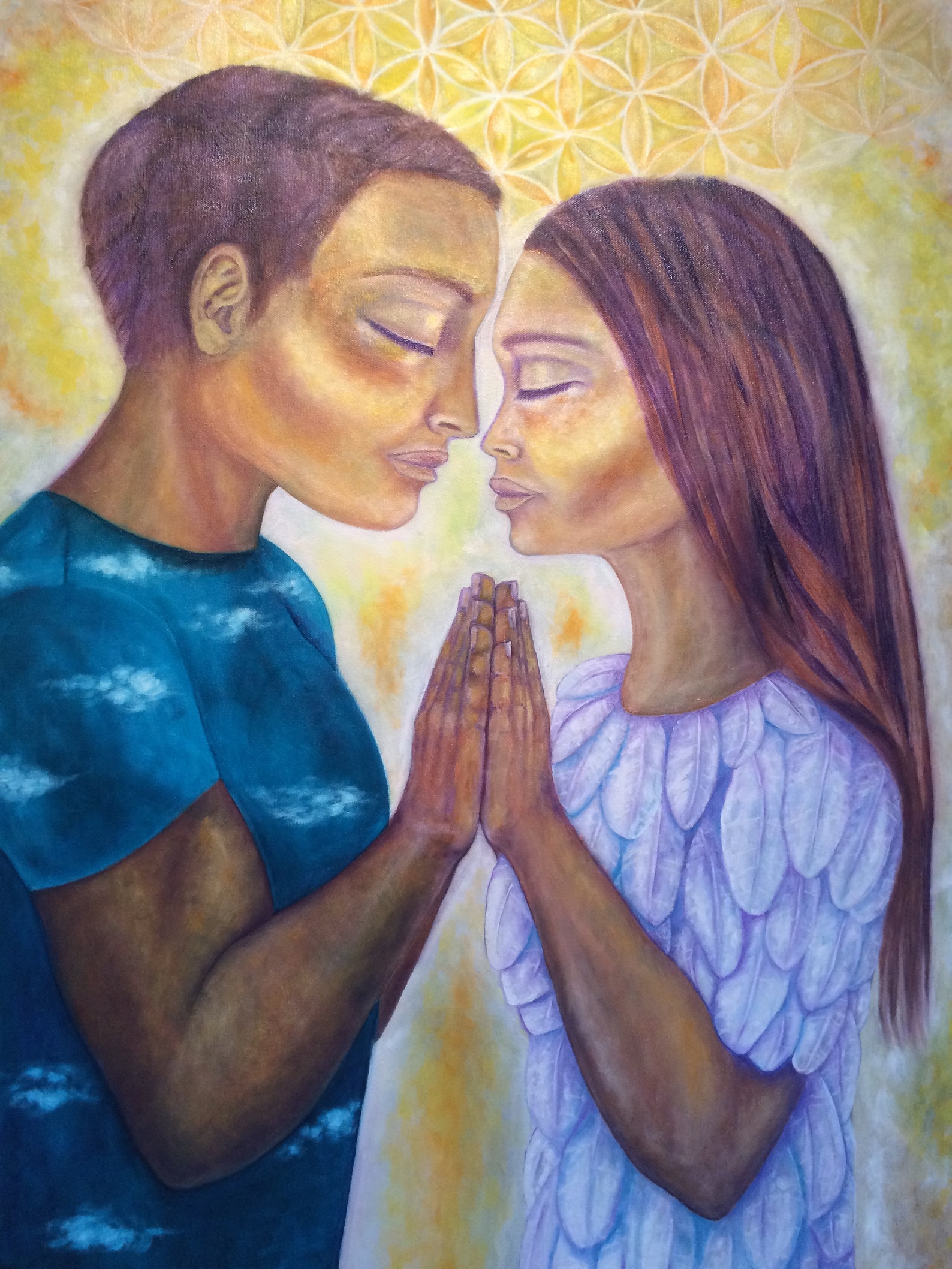 Obra de arte del amor espiritual, impresión del arte del matrimonio sagrado, pintura de dios ...