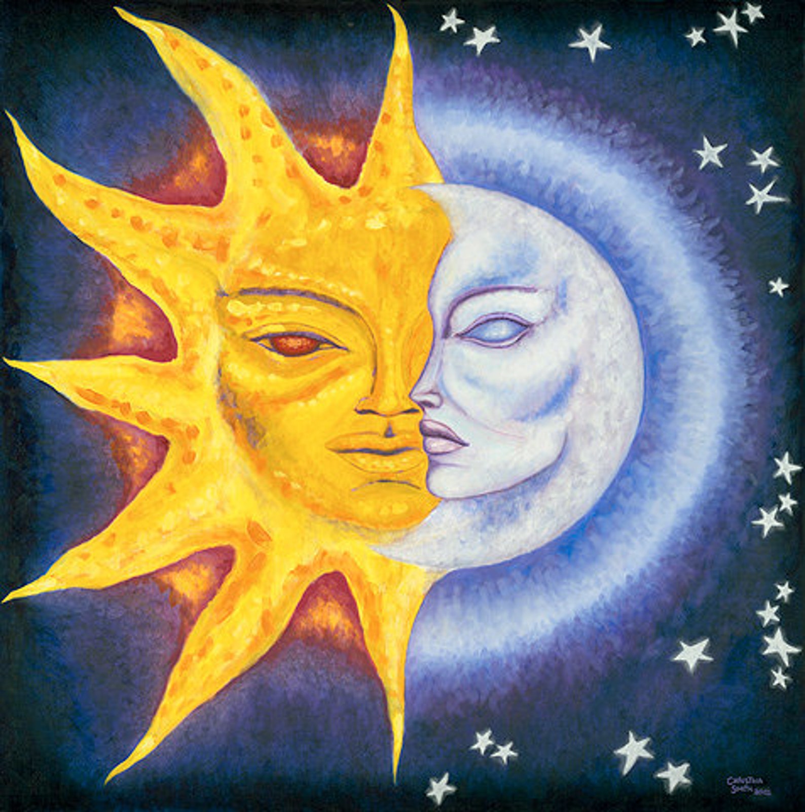 Sun Moon Print, Celestial Art, Solstice Gift, Wedding Gift, Sacred ...