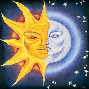 Sun Moon Print, Celestial Art, Solstice Gift, Wedding Gift, Sacred ...