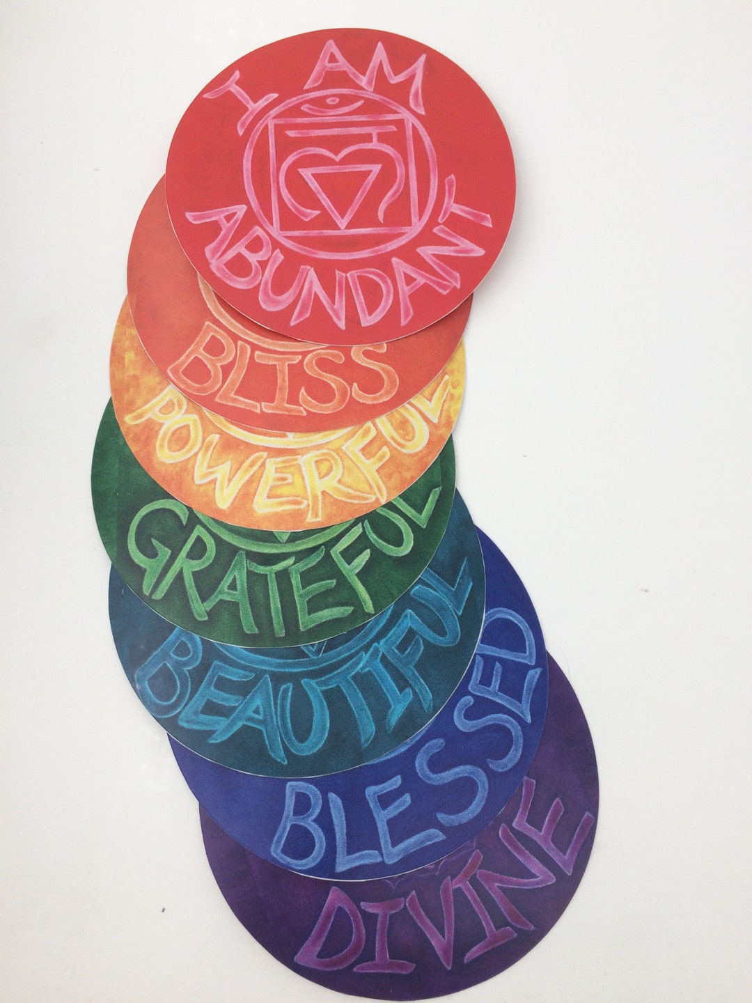Chakra Stickers Set, Affirmation Stickers, Chakra Symbols , Law of ...