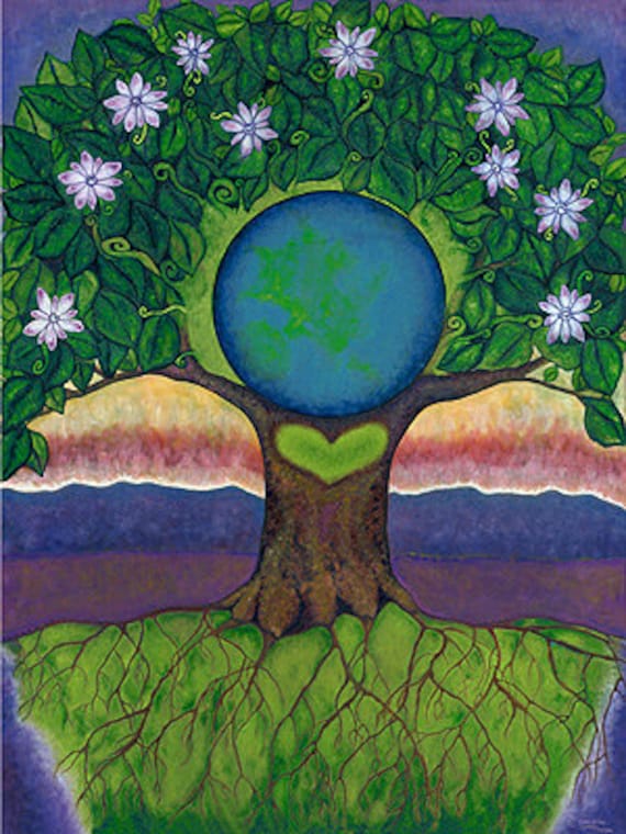 Tree of Life Art Gaia Art Print Earth Mother Gaia Art Print | Etsy