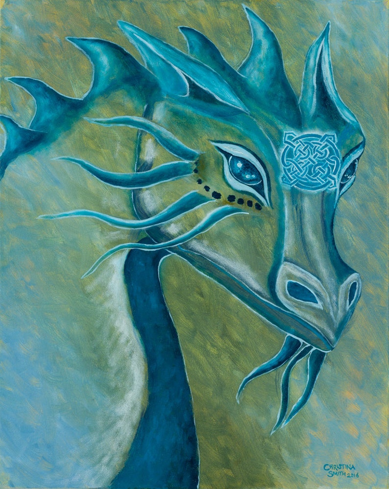 Carta de arte de dragón Nudo celta Arte de fantasía Dragón - Etsy México