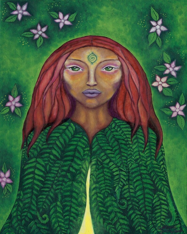Spring Goddess Art Print, Mother Earth, Gaia Art, Pagan Altar Art ...