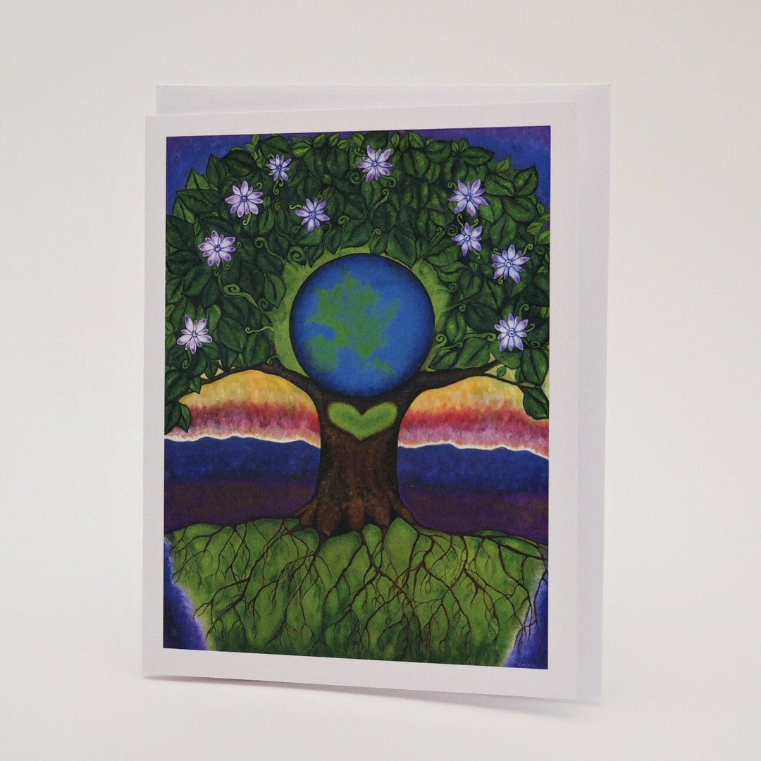 Tree of Life Greeting Card, Spiritual Art Card, Goddess Art Card, Earth ...