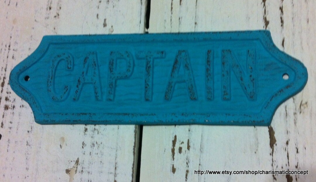 Caribbean Blue Cast Iron CAPTAIN Plaque – Nautical Decor - Etsy