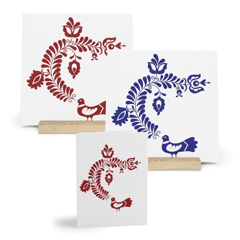 Printable Freehand Hungarian Folk Art Pattern – Red, Blue, Black, White ...