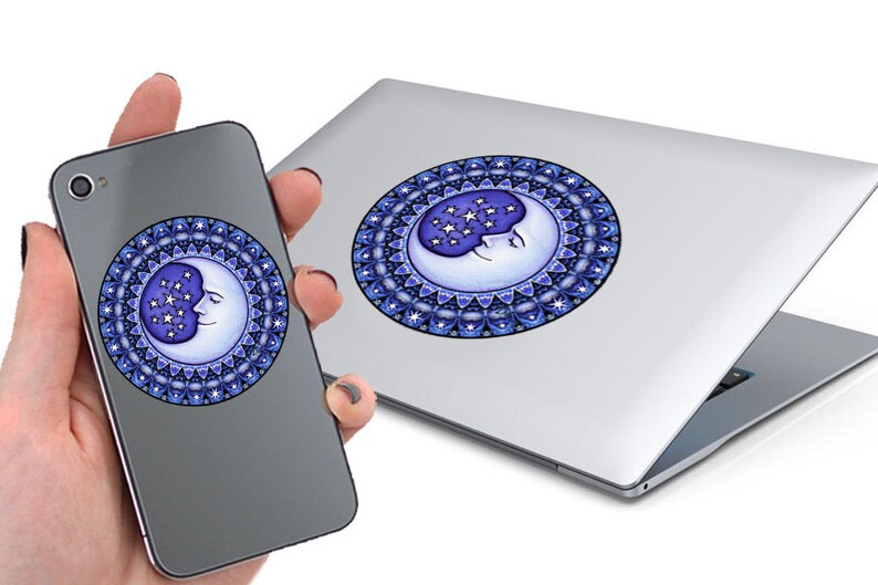 Moon Sticker Celestial Decal by Dan Morris blue Moon | Etsy