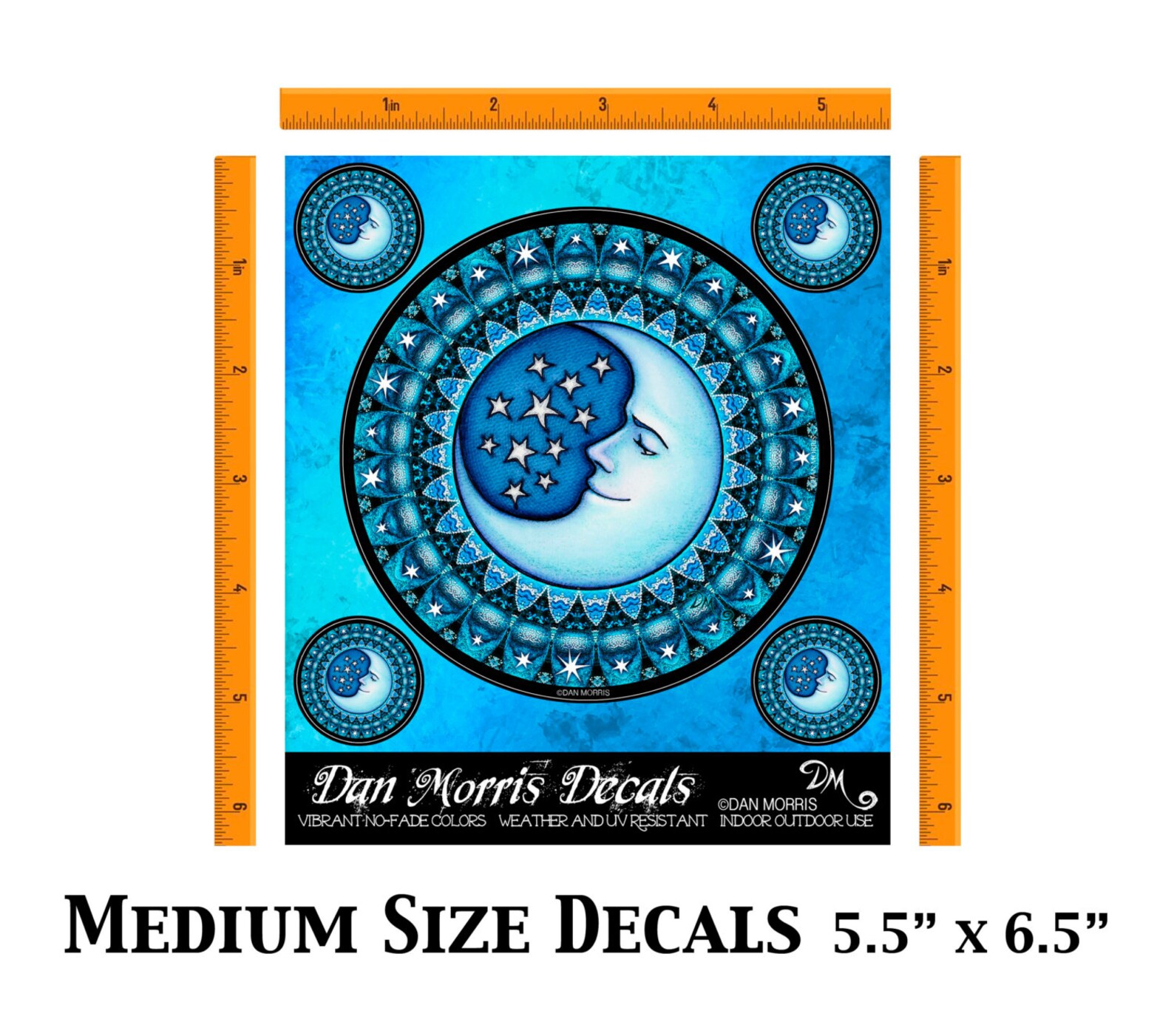 Moon Sticker Celestial Decal by Dan Morris blue Moon - Etsy