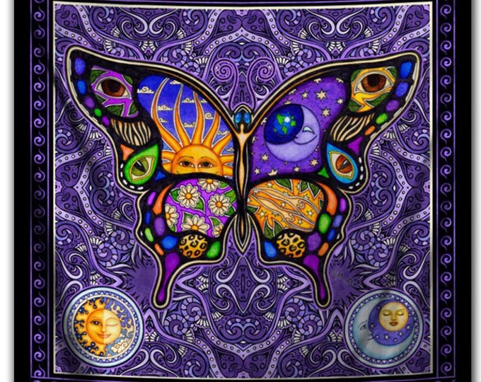 Tapestry, Psychedelic Celestial Butterfly Square Tapestry Wall Hanging ...