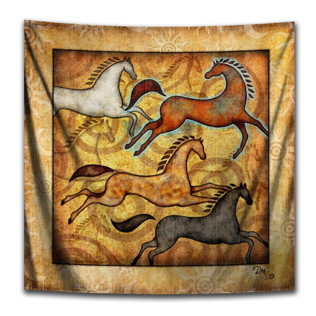 Tapestry, Horses Square Tapestry Wall Hanging by Artist Dan Morris ...