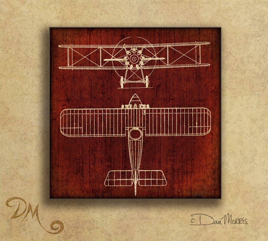 Airplane Blue Print Mounted Art Print aviator: 5, Traveler Gift, Unique ...