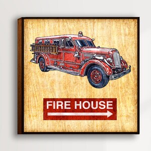 Firefighter Art Print Titled fire House Sign by Artist Dan Morris ...