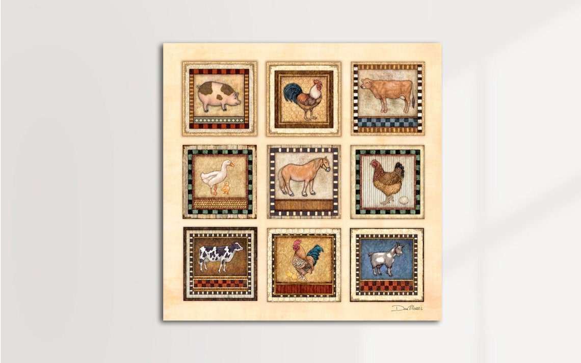 Farm Animals Art Print by Artist Dan Morris Happy | Etsy