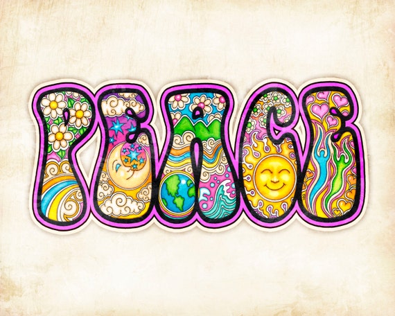 Peace Text Inspirational Art Print Signed by Artist Dan - Etsy