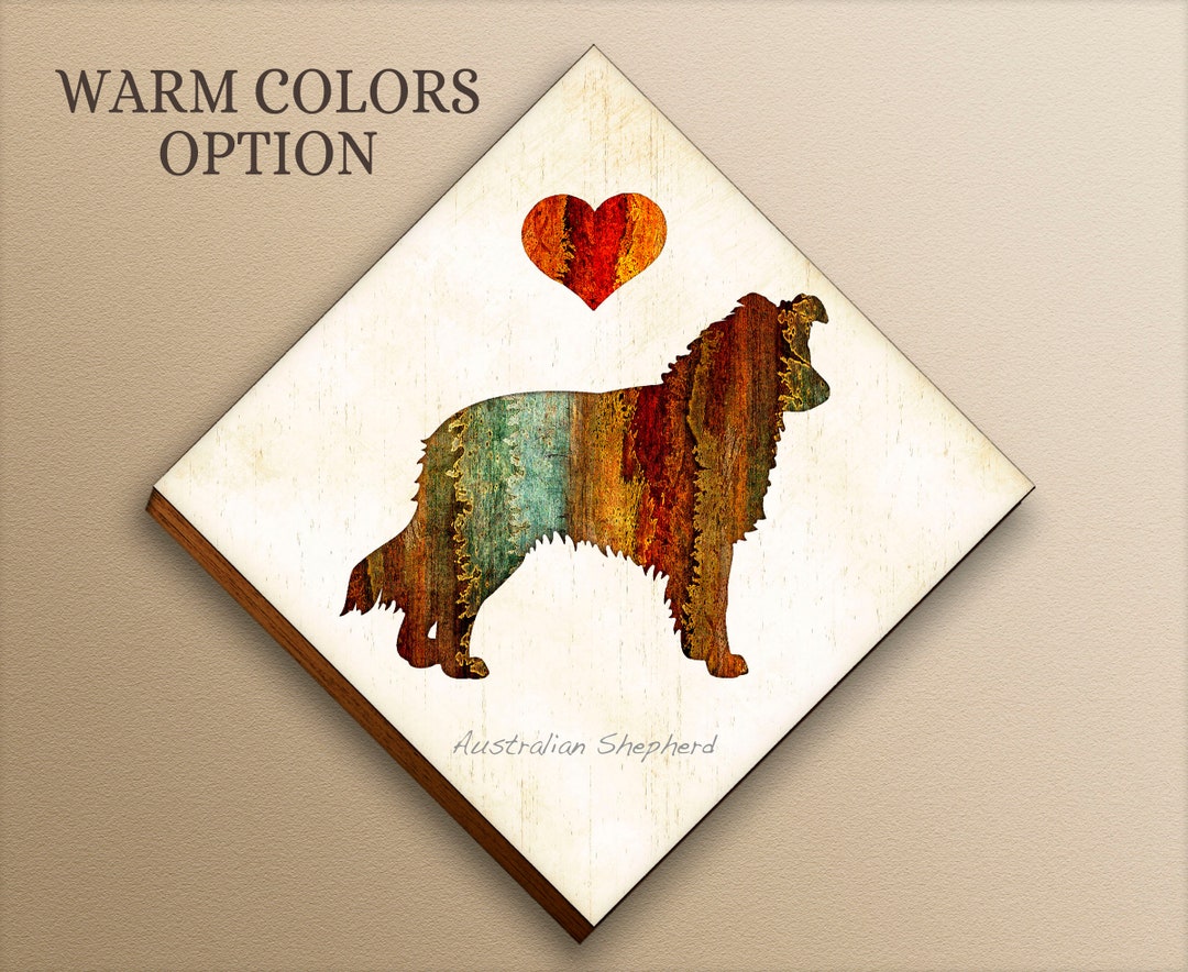 Australian Shepherd Dog Breed Watercolor Diamond Shaped Mounted Print ...